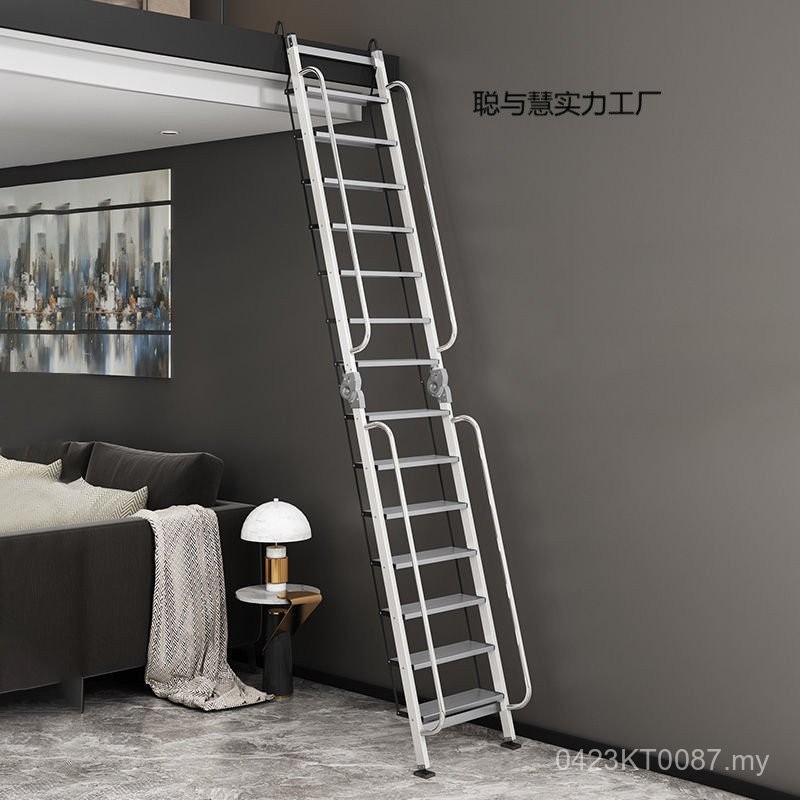 Aluminum Alloy Portable Thickened Attic Folding Mobile Two-Floor Stairs ...