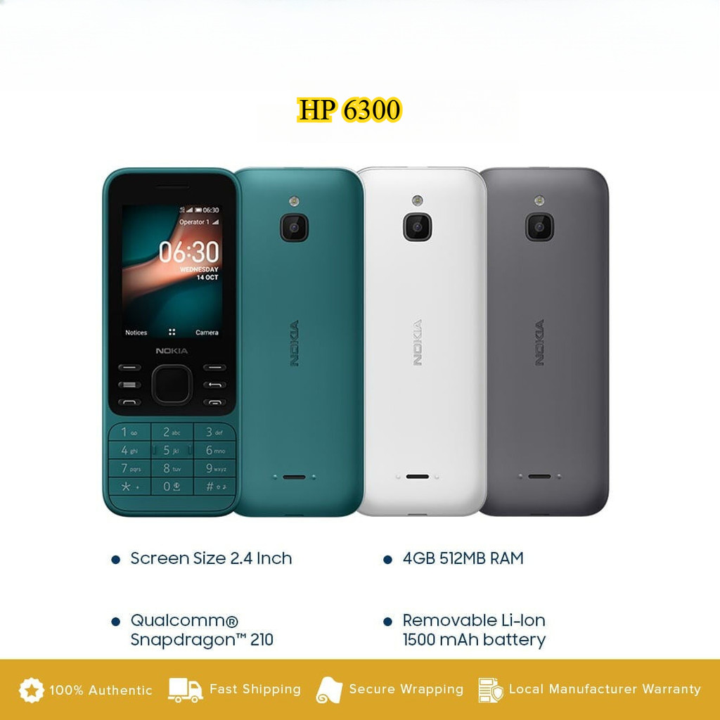 HP N-6300 4G Feature Phone with 512MB RAM 4GB ROM, Dual SIM, Long Battery, Torchlight, 1-Year ...