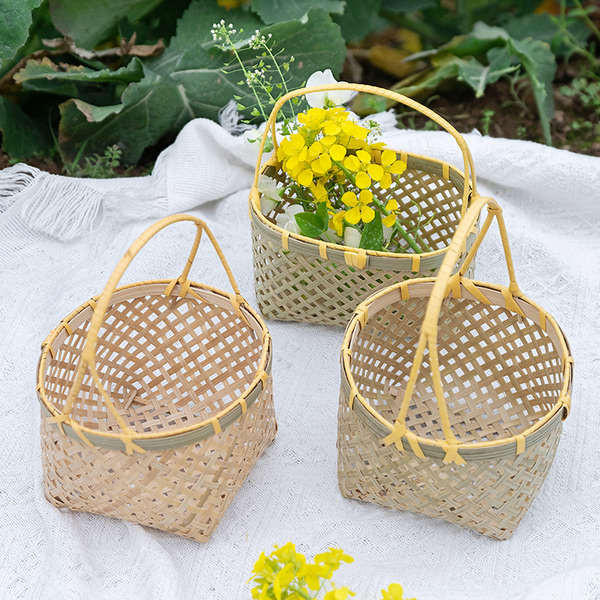 Produk tenunan buluh bakul tangan kanak-kanak memetik bakul buah ...