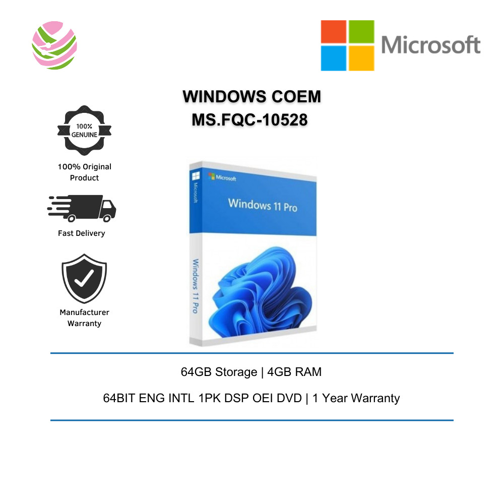 Microsoft Windows 11 Pro 64 Bit OEM Pack DVD Version (MS.FQC-10528 ...