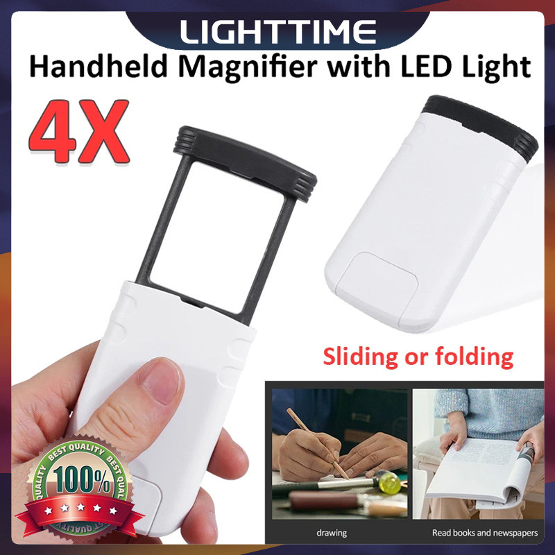 4X Magnifying Glass Lens Foldable Pocket Handheld Microscope Reading ...