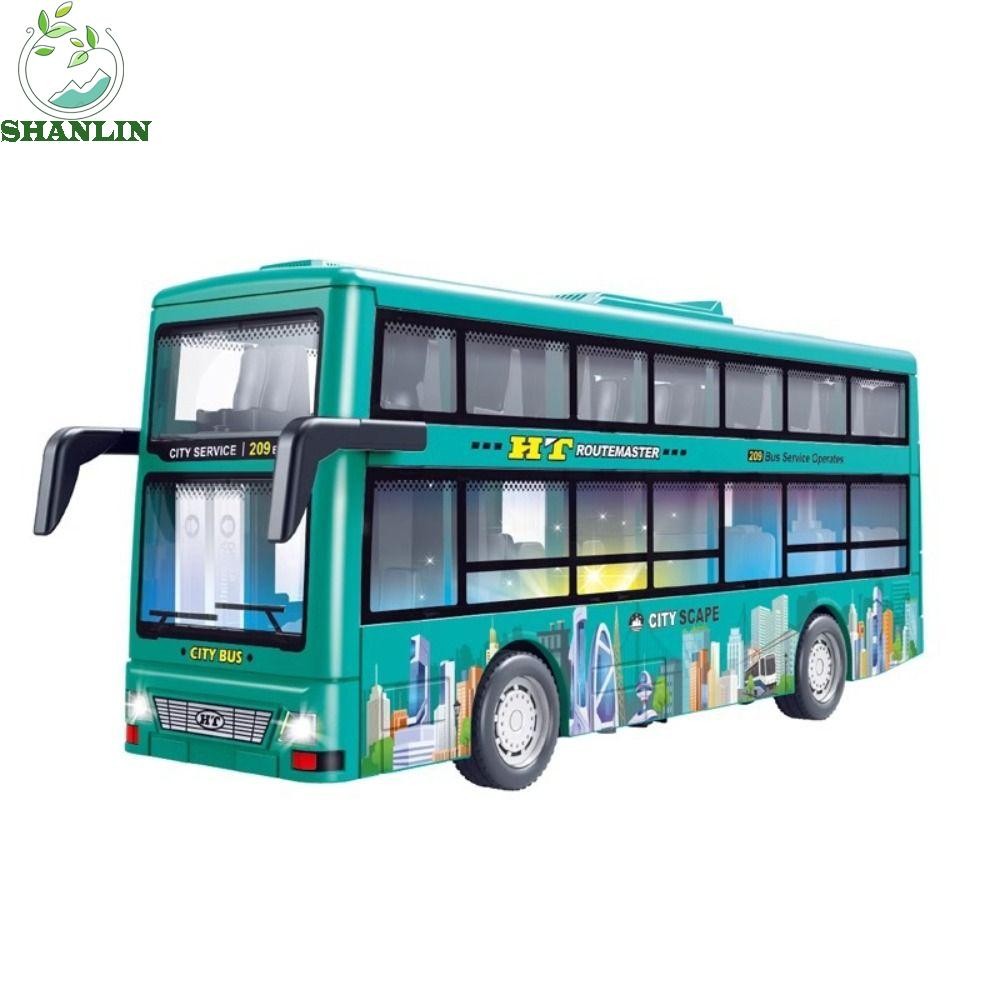 SHANLIN Pull Back Vehicles Toy, Light Music Friction Powered Double ...