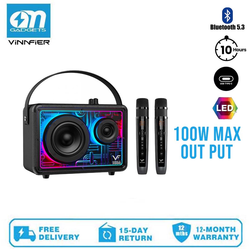 Vinnfier Tango XT7000 WMU Portable Bluetooth Karaoke Speaker With Mice And Bluetooth | Shopee ...