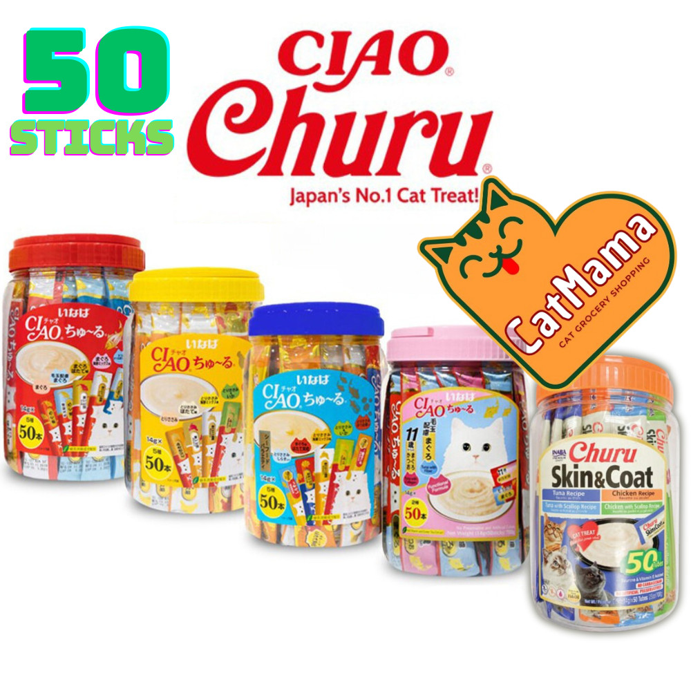 Ciao Churu / Inaba Churu Value Pack 50 pcs (14g/stick) Cat Treats ...