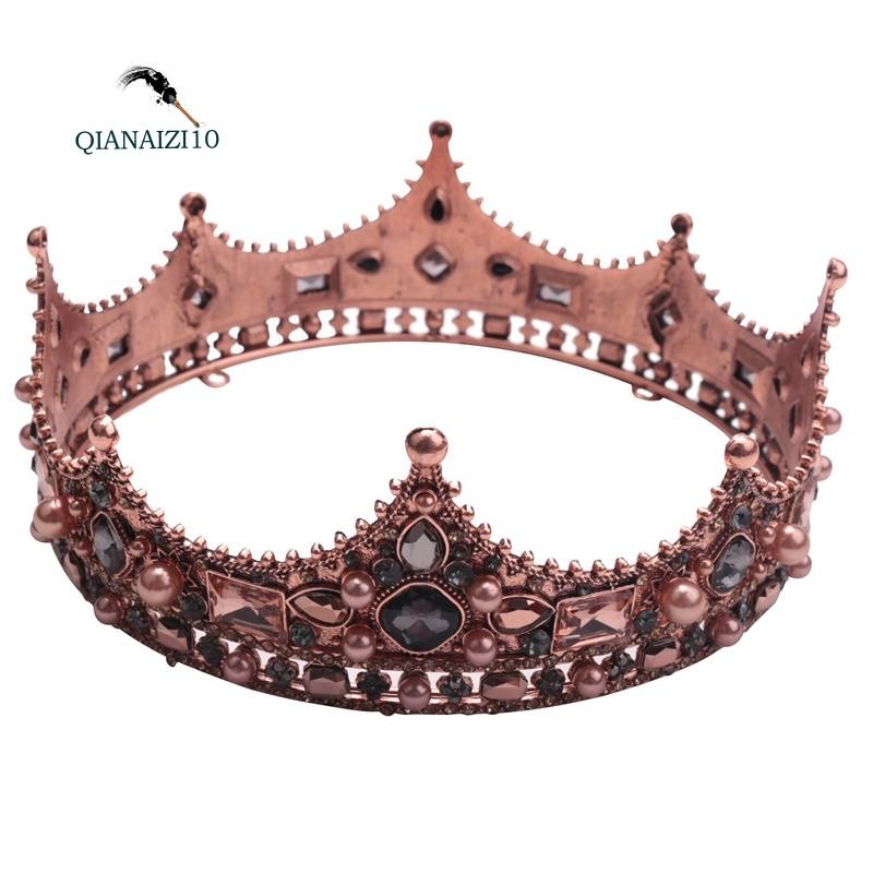 Crowns for Men - Baroque Vintage Rhinestone , Men's Full Crown for ...