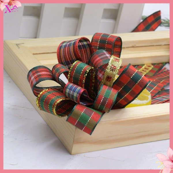 christmas ribbon christmas tree decoration Pita kotak-kotak Krismas ...