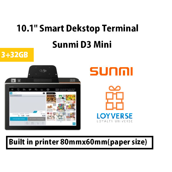 Sunmi D3 Mini All in One Smart Desktop POS Terminal with 80mm Printer 3 ...
