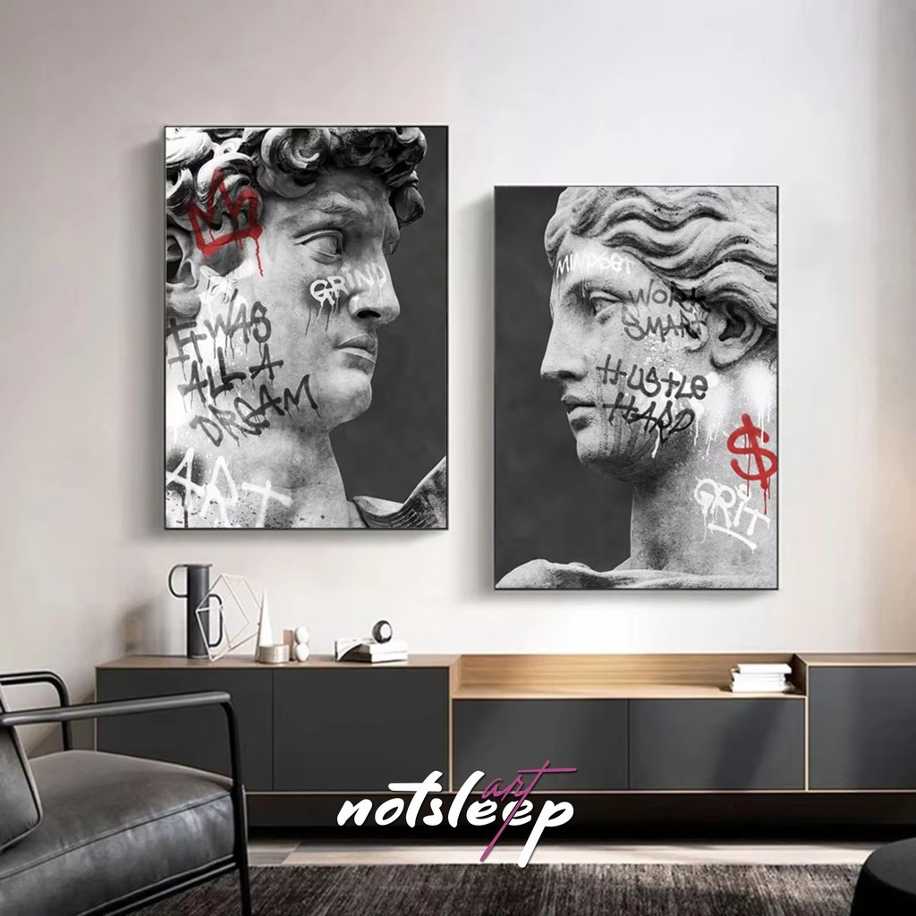 KAYU Wooden Poster 30x40 Graffiti David Statue Wall Art Poster Pop High ...