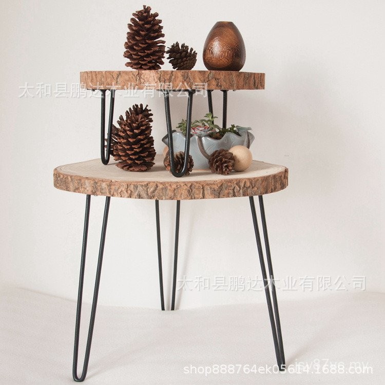 Meja teh meja bulat kecil kayu pepejal Nordic kreatif dan sederhana ...