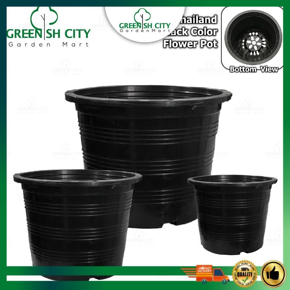 GNC - 15/18 Inch Thailand Black Color Flower Plant Pot Outdoor ...