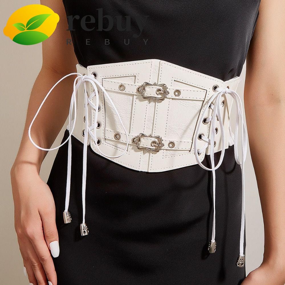 REBUY Lace Cummerbunds, Adjustable Leather Corset Belt, Gothic Solid ...