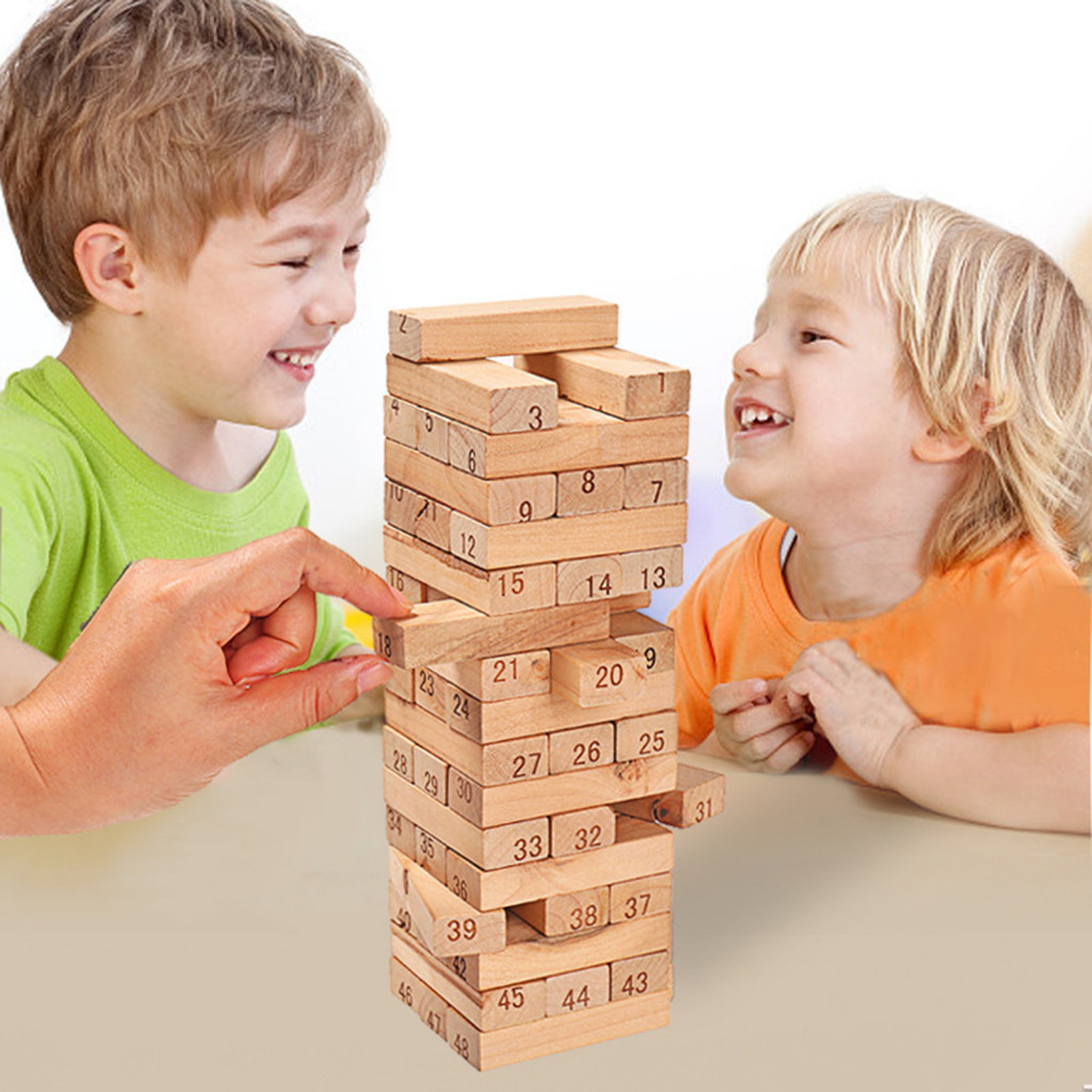 HD| Building Block Tumbling Tower Game Wooden Block Stacking Toy Wooden ...