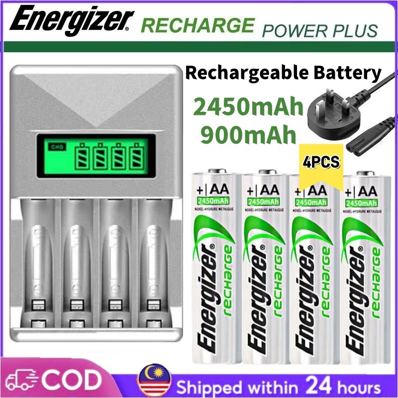 【Ready Stock】4pcs 2450mAh 900mAh Energizer AA/AAA Rechargeable Battery ...