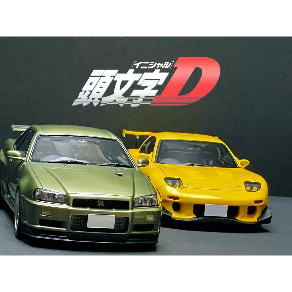1/18 Initial D BNR34 NUR VS RX7 FD3S Anime Version Mazda Efini RX-7 ...