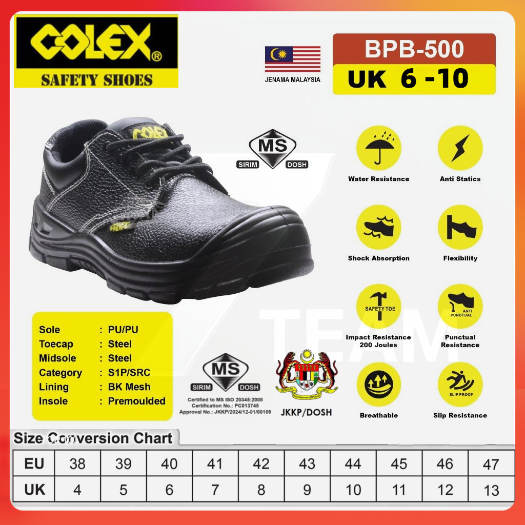COLEX BPB-500 Steel Toe Cap Mid Sole Low Cut Safety Shoes Kerja Kasut l ...