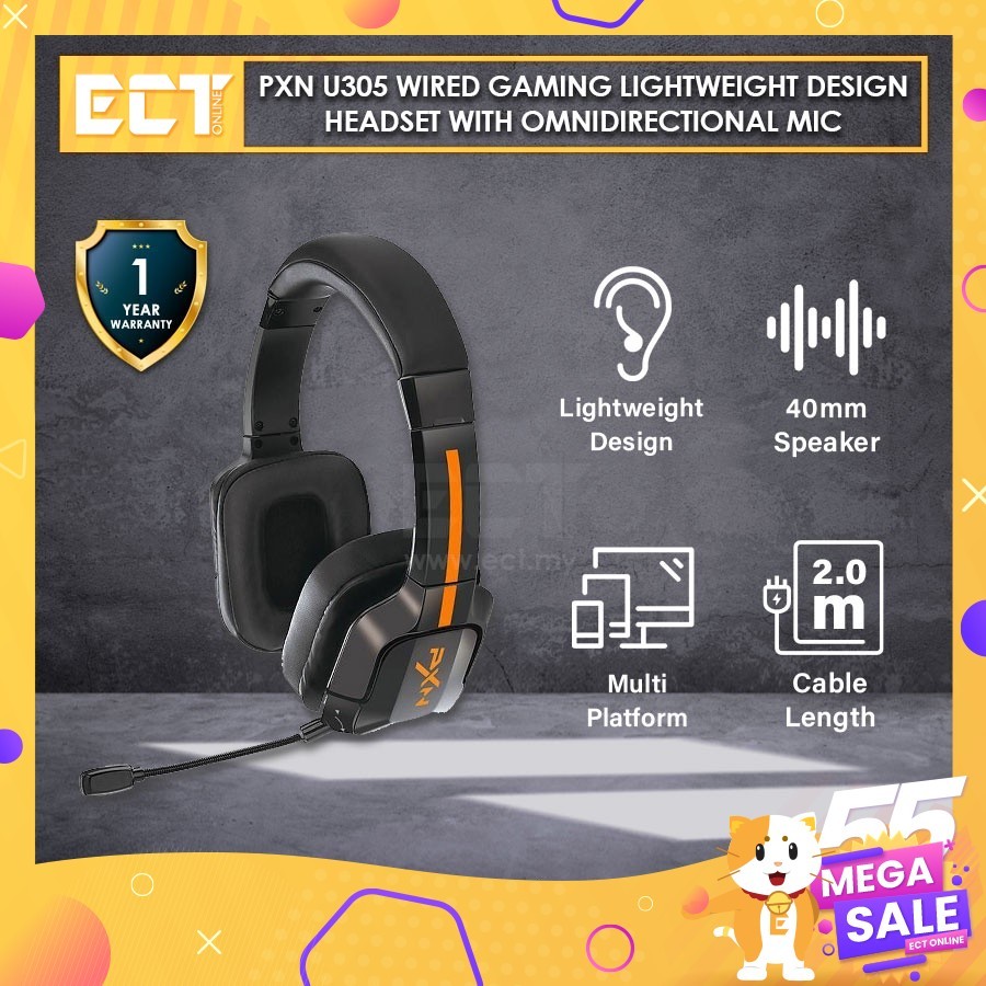 PXN U305 Wired Gaming Lightweight Design Headset with Omnidirectional ...