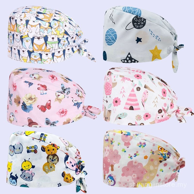 Nurse Hat Female Printed Cartoon Cute Hat Operating Room Hat Male ...