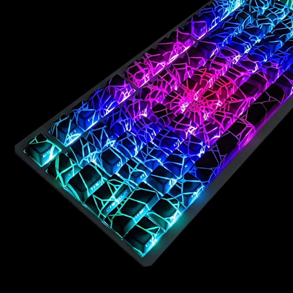 Spider Web Side Printed Shine Through Keycap Dye Sub PBT Keycaps Cherry ...