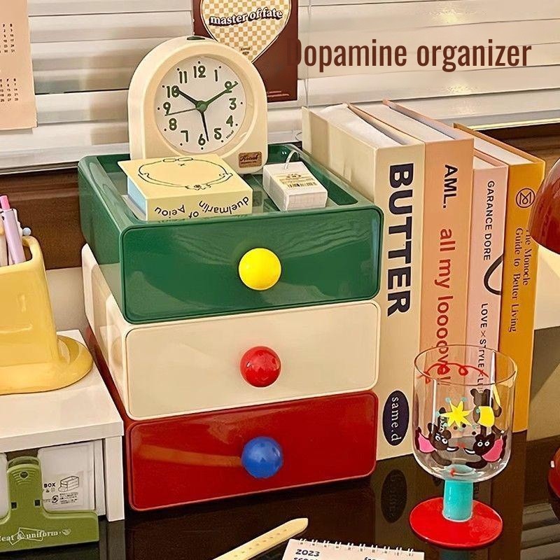 Dopamine drawer desktop storage box three-color | Shopee Malaysia