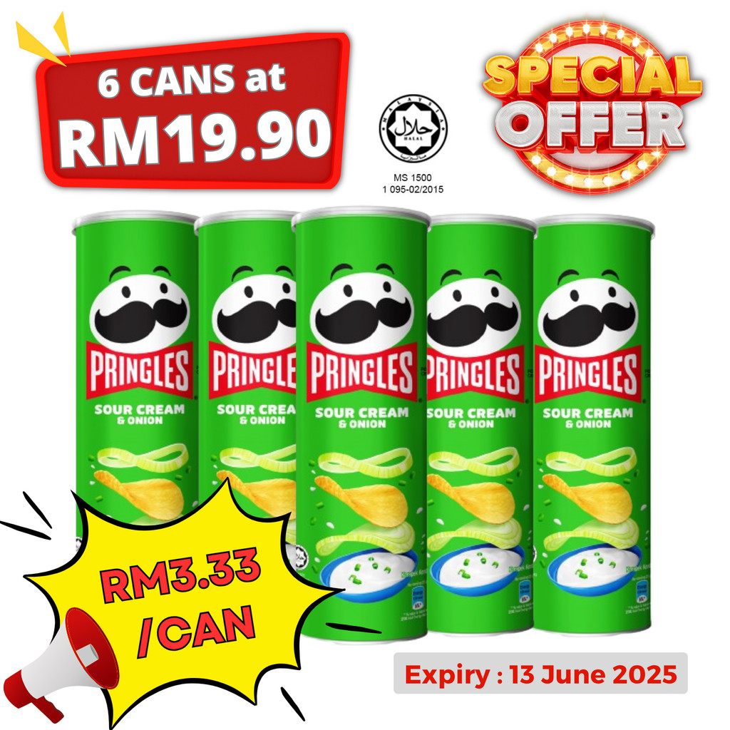 Pringles Potato Chips - Carton 6 x 134g (Original/Sour Cream) [Expiry ...