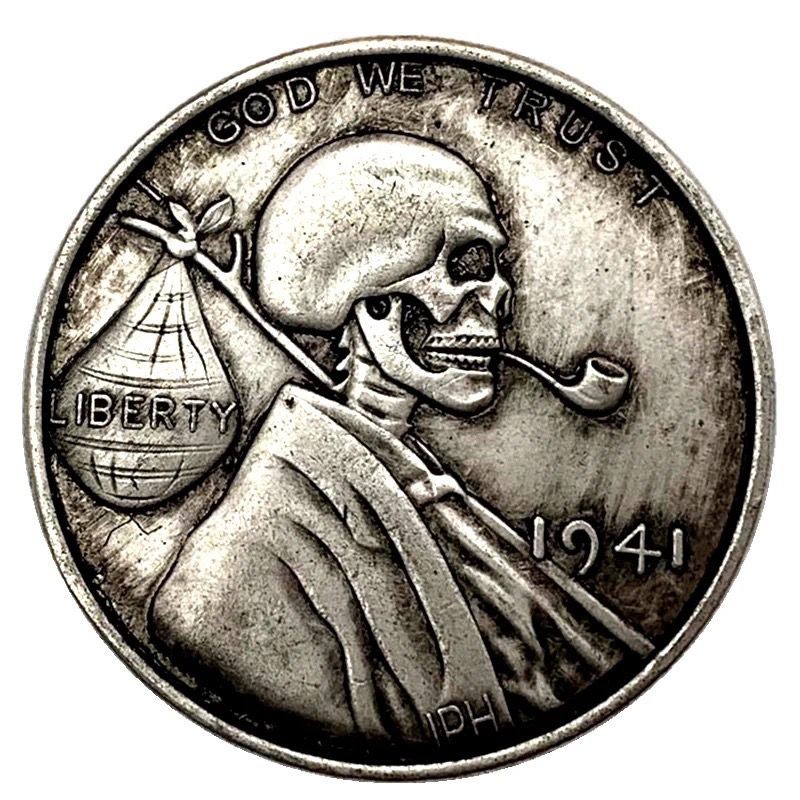 Yixi 38mm 1941 American Wanderer Pipe Male Copper Old Silver Medal ...