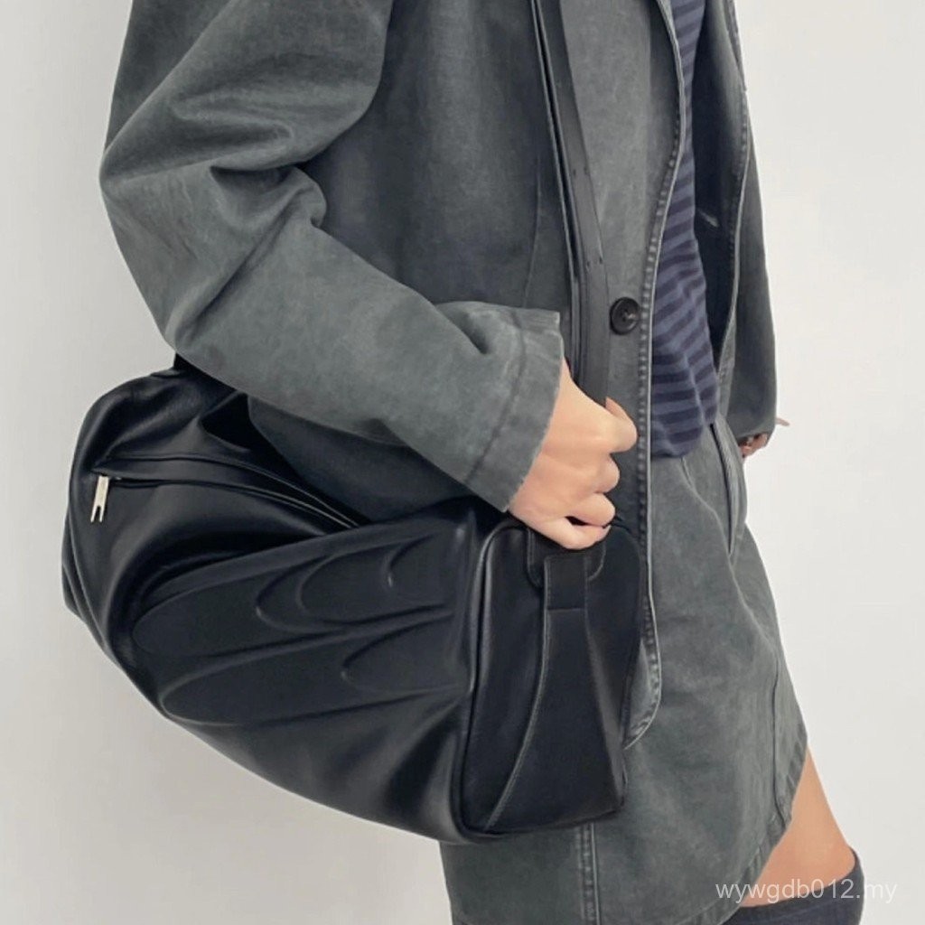 Cryingcenter Black Leather Toast Bag logo Crossbody Bag Crying Center ...