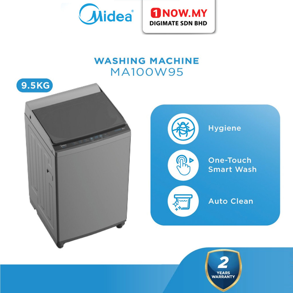 MIDEA 9.5kg Top Load Washing Machine MA100W95 | Smart Wash Hygiene+ ...