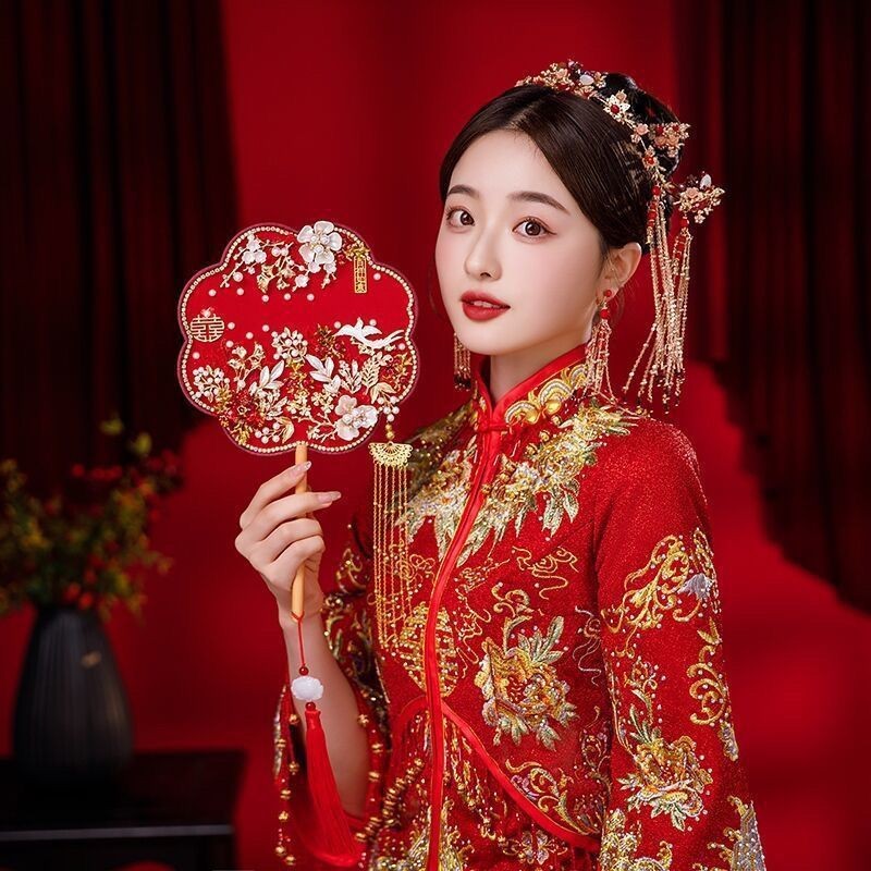 Group Fan Wedding Bride Chinese Wedding Finished Handmade Ancient Fan ...