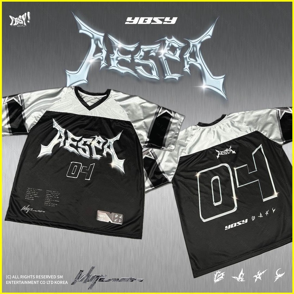 BX YBSY AESPA KPOP star WHIPLASH jersey V collar summer T-shirt Short ...