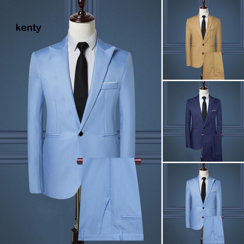 kT* Men Slim Fit Suit Set Simple Design Suit Set Men's Business ...