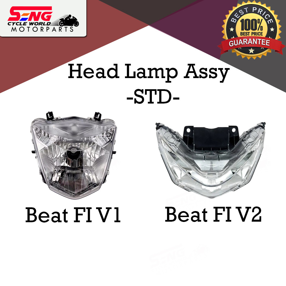 HONDA BEAT FI V1/V2 HEAD LAMP ASSY - BULB / LED TYPE - STD | Shopee ...