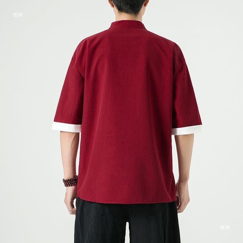 Chinese New Year Costume Mens Linen Cheongsam Hanfu CNY Clothes Chinese ...