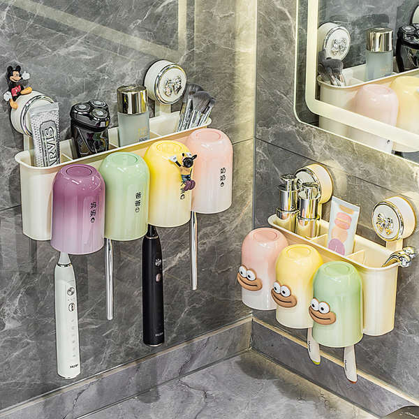 toothbrush holder wall toothbrush holder Cawan sedutan, berus gigi, rak ...