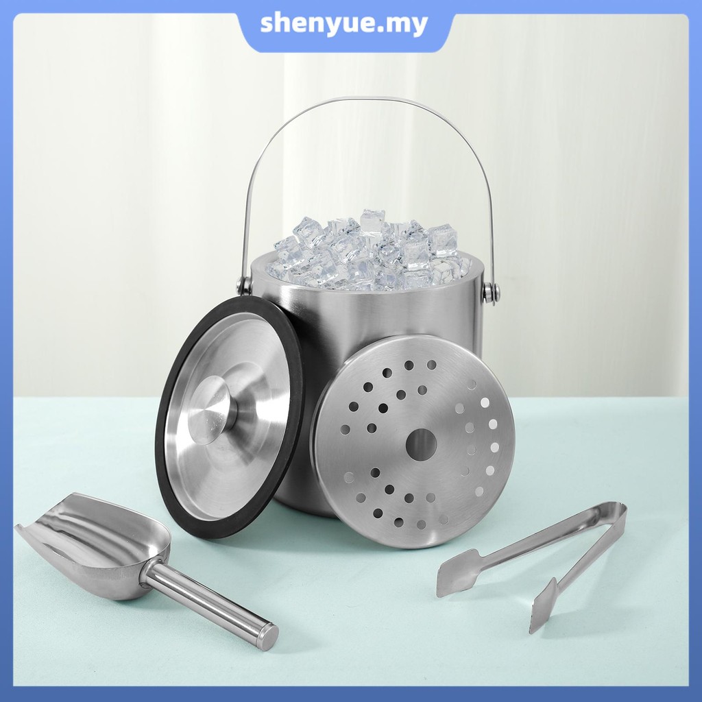 Ice Bucket with Handle Double Wall Insulated Ice Bucket 2L Ice Bucket ...