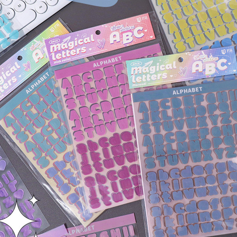 8 Sheets Colorful Magical Letters Alphabet Stickers Scrapbook Deco DIY ...