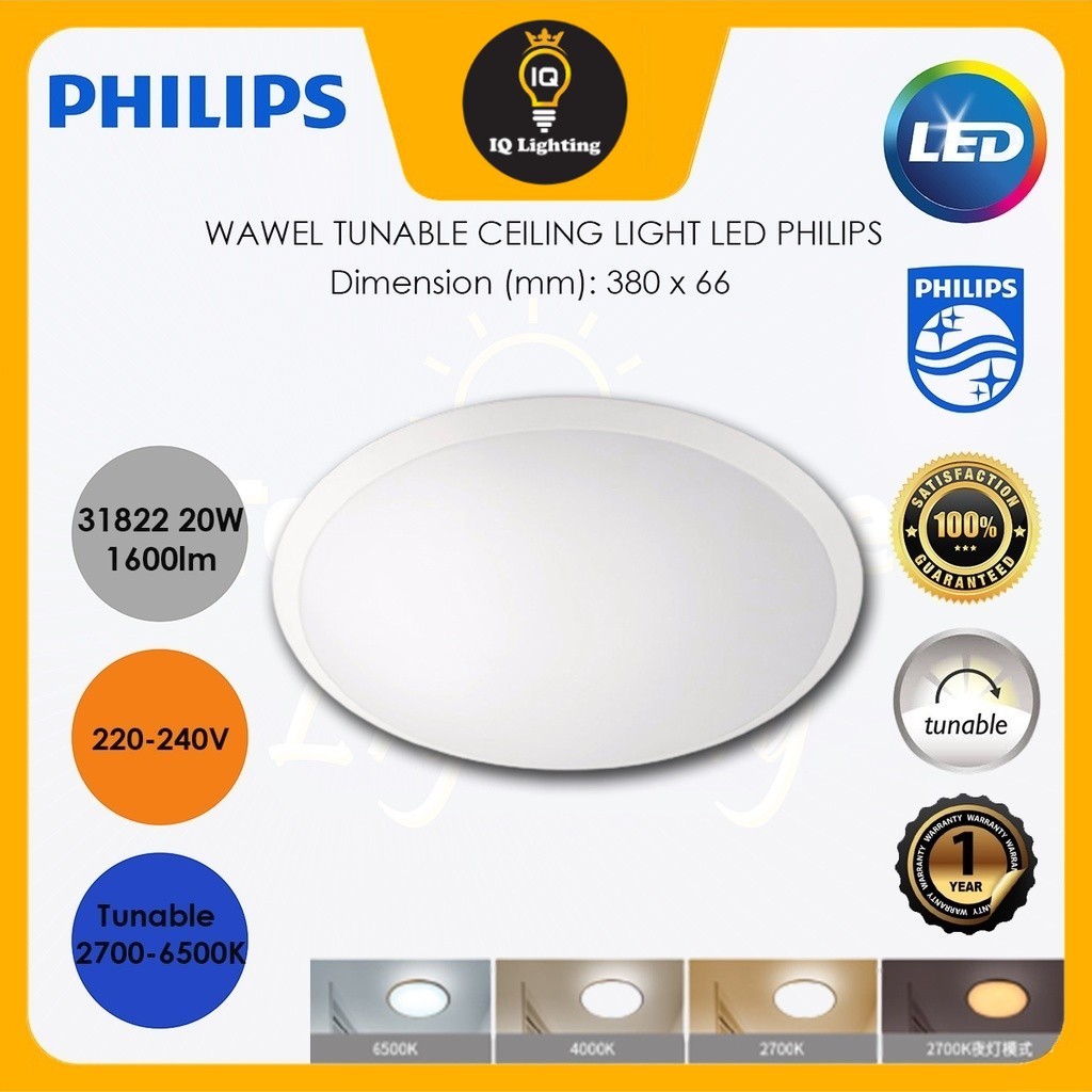 Philips Wawel Tunable LED Ceiling Light Warm White to Cool Daylight ( 20W / 36W ) | Shopee Malaysia
