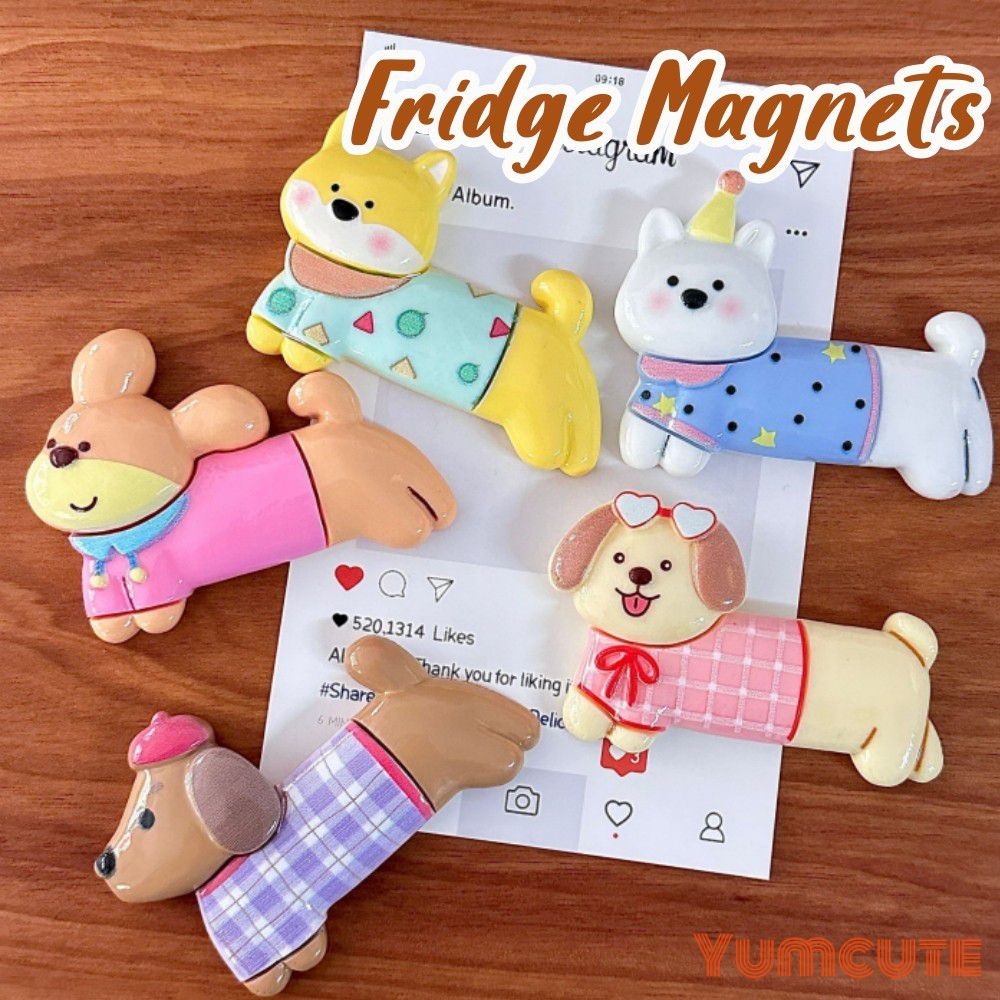 Cute 3d Puppy Dog Fridge Magnets Synthetic Resin Magnetic Adornment ...
