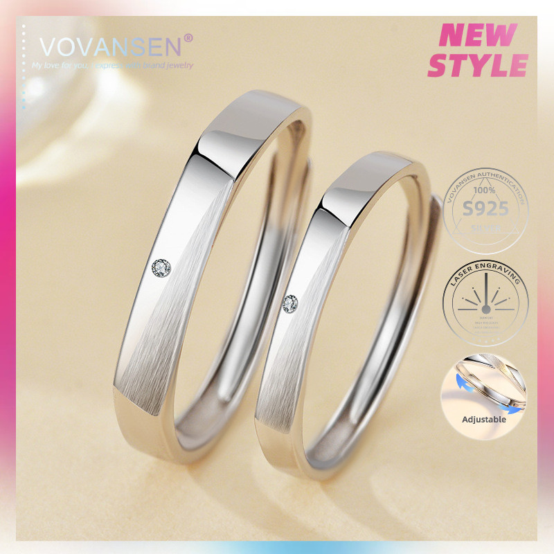 2501-47 VOVANSEN 2025 New model 100% s925 silver cincin couple rings diamond custom laser ...