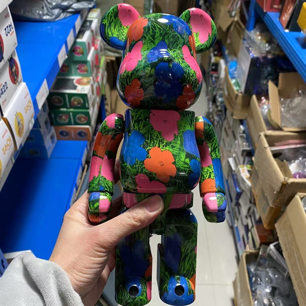 Bearbrick 400% Andy Wahol Flower Action Figure Toy 28cm | Shopee Malaysia