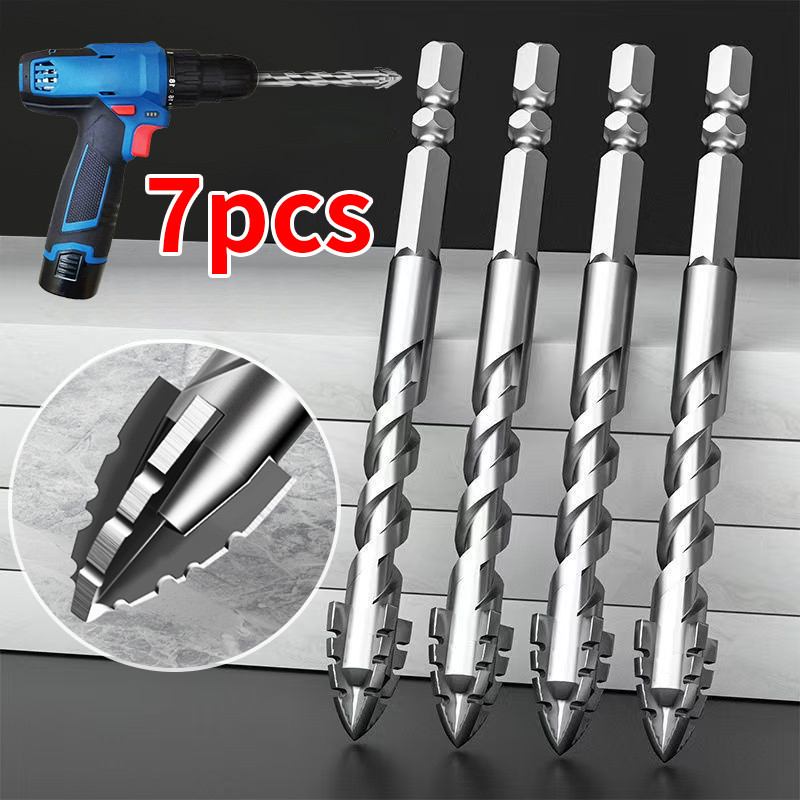 7PCS🔥3-12mm 4 Flute Cross Hex Tile Drill Bits Set forFor Tile Glass ...