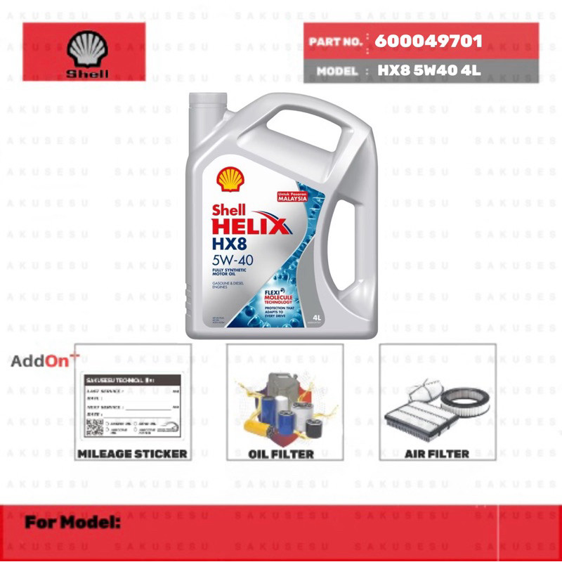 600049701 Shell Helix HX8 5W-40 fully synthetic engine oil (4 liter) PM ...