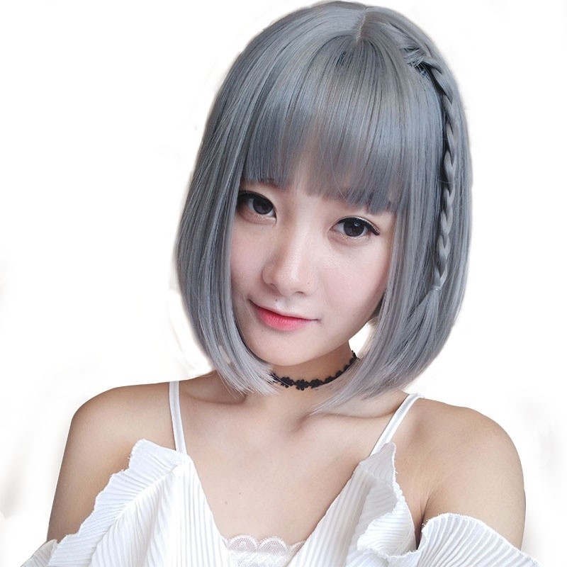 Full Head Cover Student lisa558 Wig Cover Short Hair Bangs Wig Head ...
