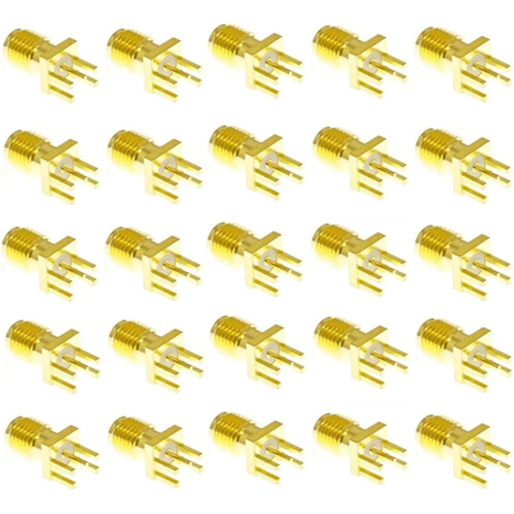 25PCS SMA Female PCB Panel Edge Mount Plug with 4 Pins Stand Straight ...