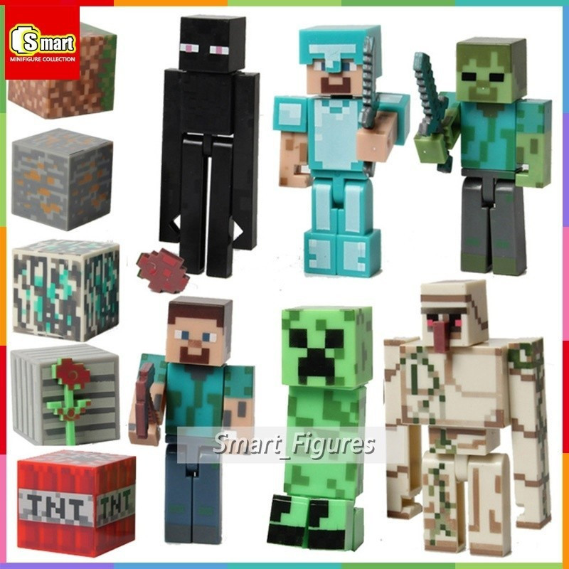 Minecraft Series Diamond Steve Minifgures Enderman Creeper Villager ...