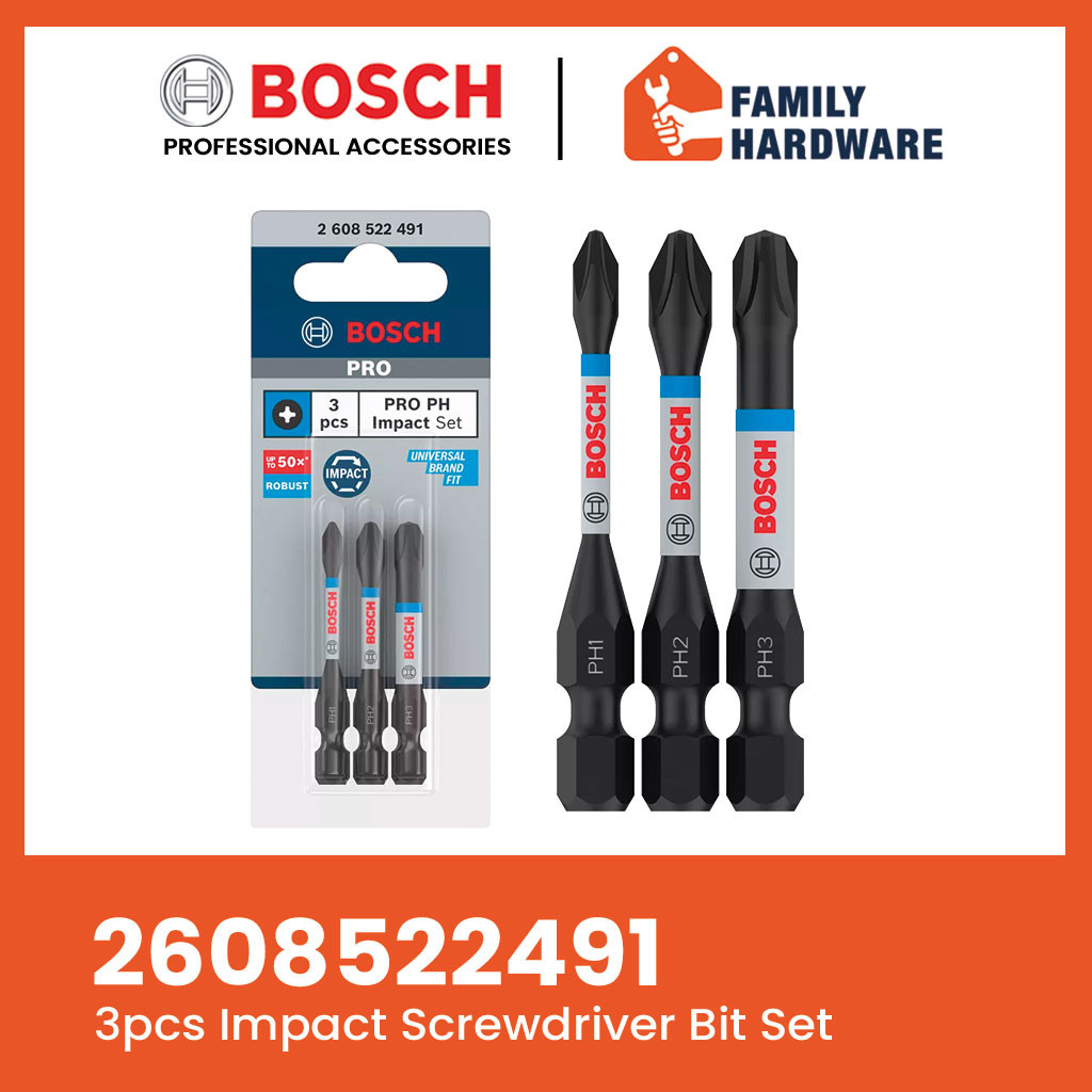 BOSCH 3Pcs Impact Screwdriver Bit Set mata screw driver mata skru drill ...