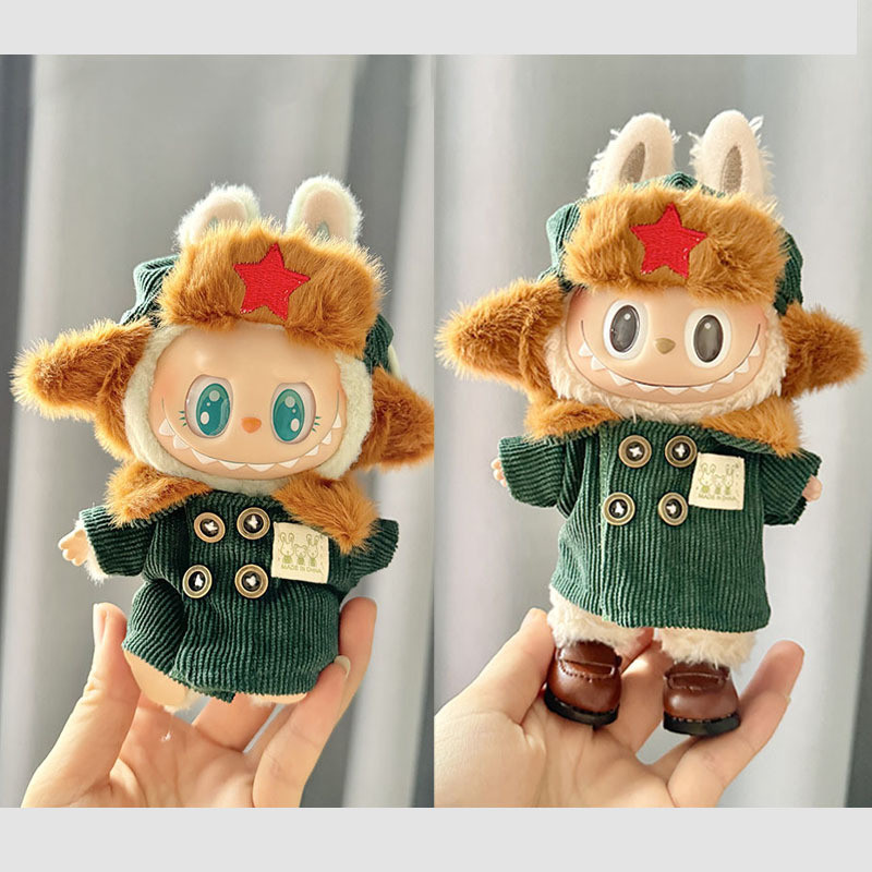 17cm Labubu Clothes Labubu Doll Sitting Party Lei Feng Coat Set ...