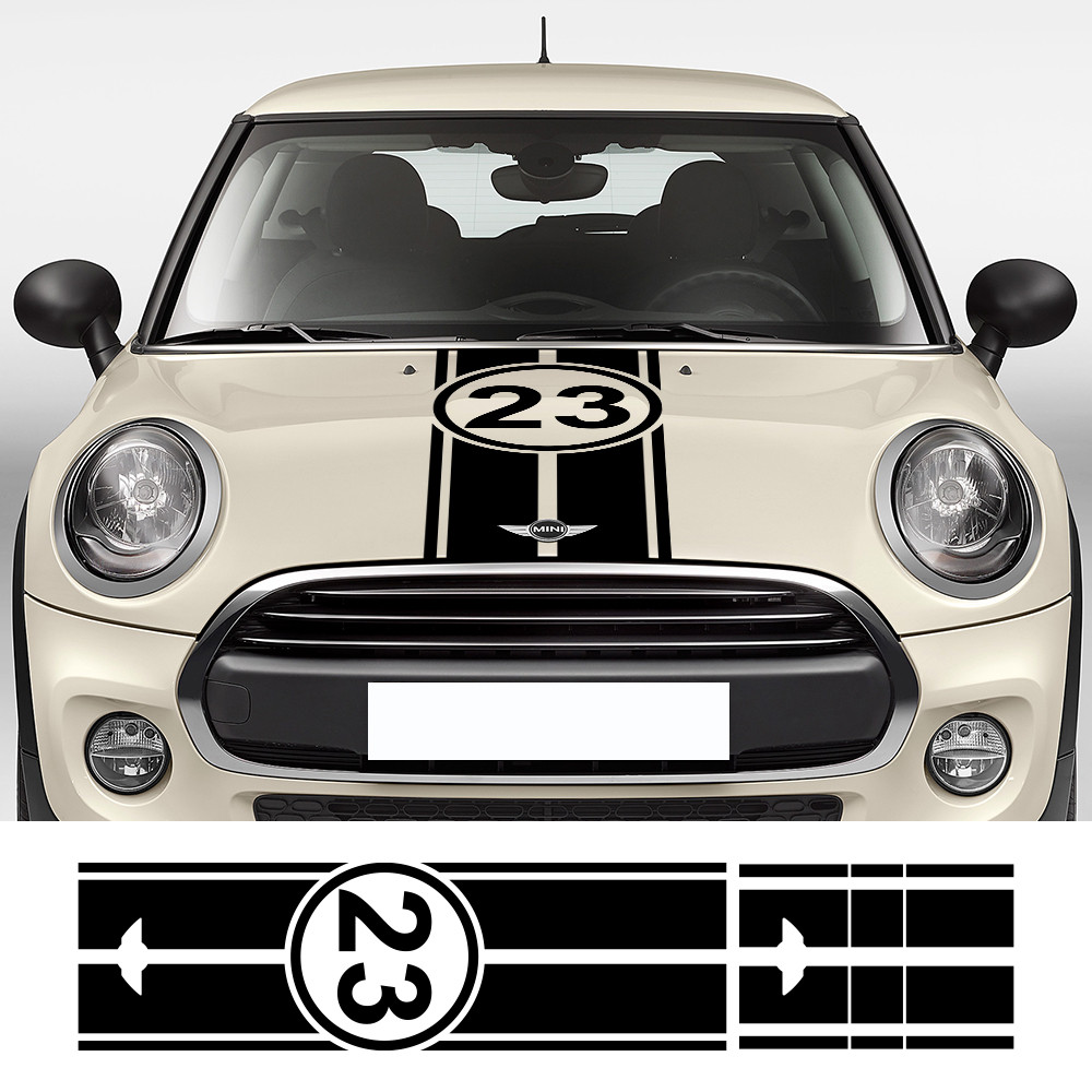 Car Hood Engine Trunk Rear 23 Number Decals Stickers For Mini Cooper ...