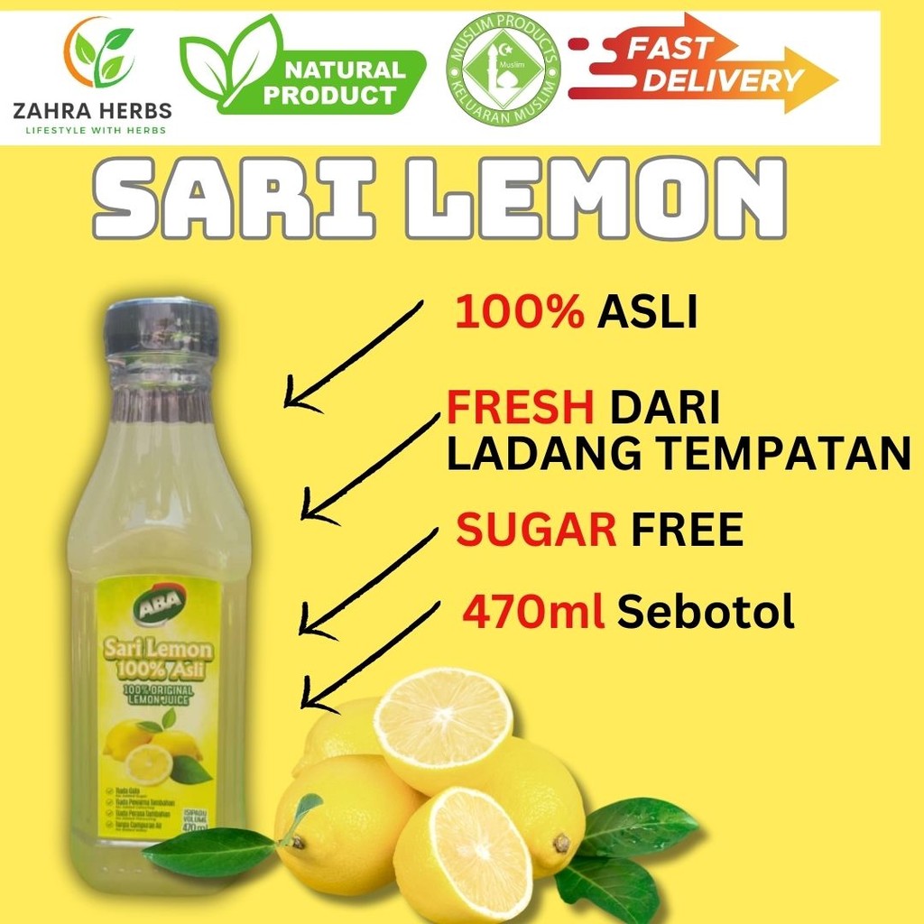 Sari Lemon | Organic PURE Lemon | Minuman Diet Sehat 470ml Lemon Fresh ...