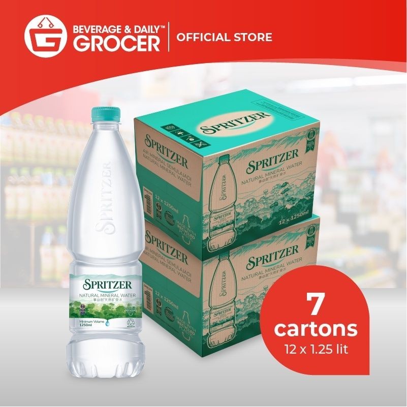 Spritzer Natural Mineral Water 12 x 1.25L (84 bottles) 7 Cartons | Shopee Malaysia