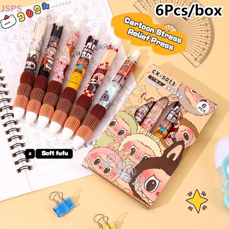 JSPS 6Pcs/box Cute Labubu Gel Pens Cartoon The Monsters 0.5mm Black Ink ...